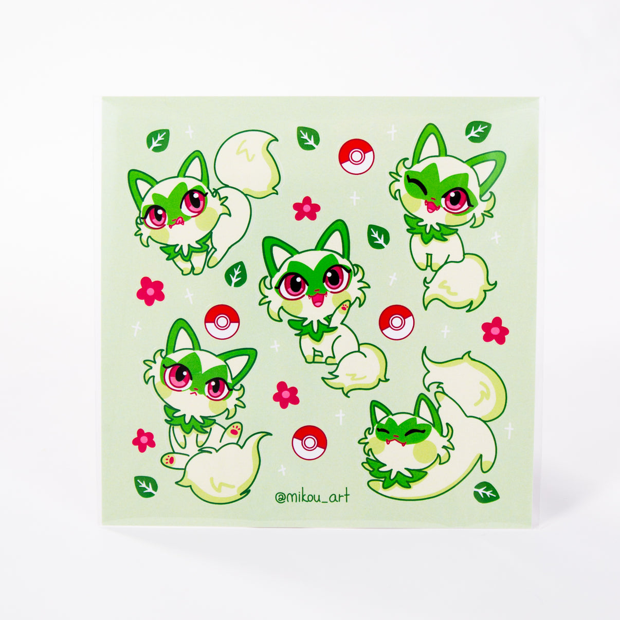 Cute Sprigatito Grass Cat Collage Vinyl Sticker Sheet | 5.5x5.5 inch ...