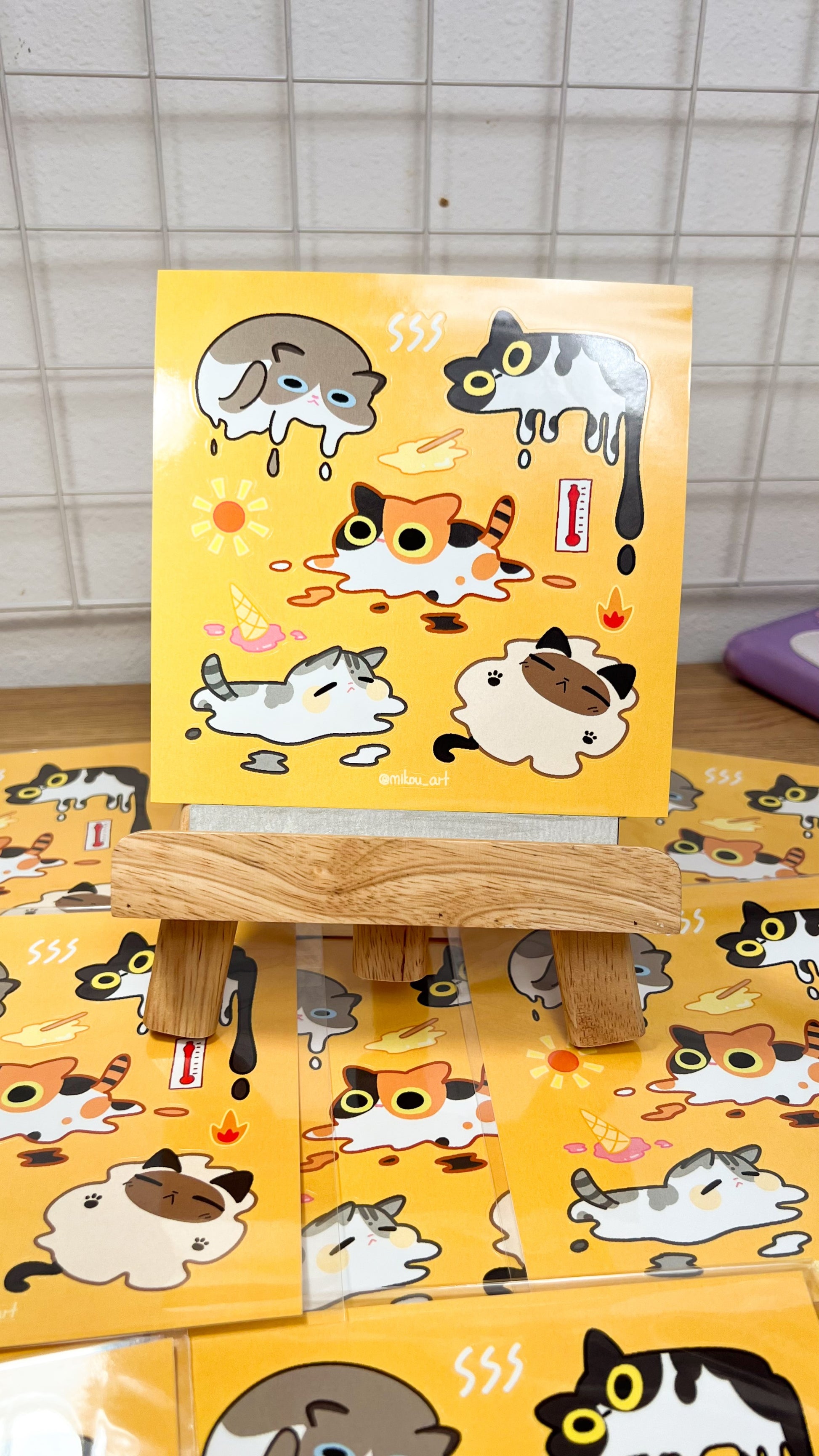 Sticker Sheet | Melting Cat Collage | 5.5x5.5 inch | Waterproof & Fade ...