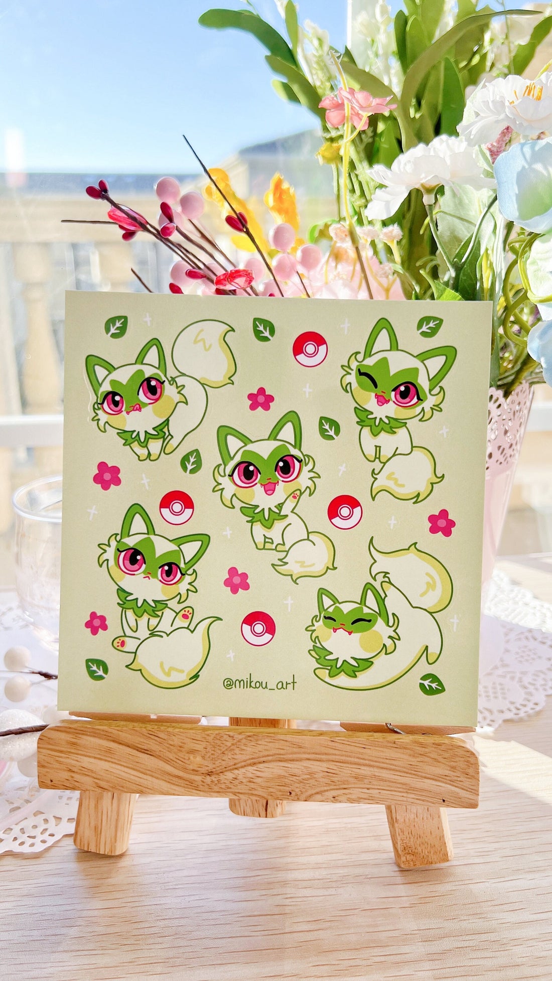 Cute Sprigatito Grass Cat Collage Vinyl Sticker Sheet | 5.5x5.5 inch ...